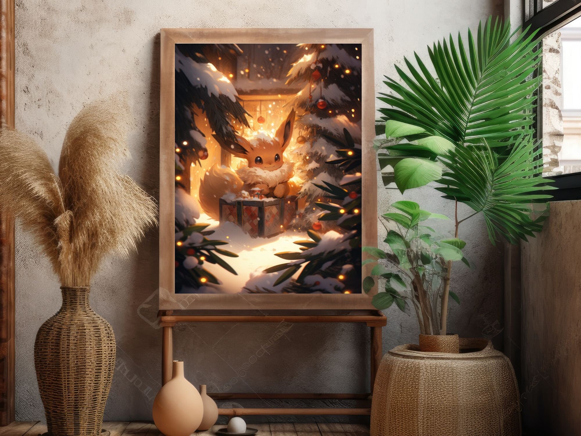 Pokemon Christmas Eevee Illustration Pokemon Art Print - Etsy