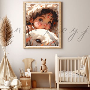 Baby Princess Mononoke Poster, Japandi Wall Art Set for Baby Room Decor ...