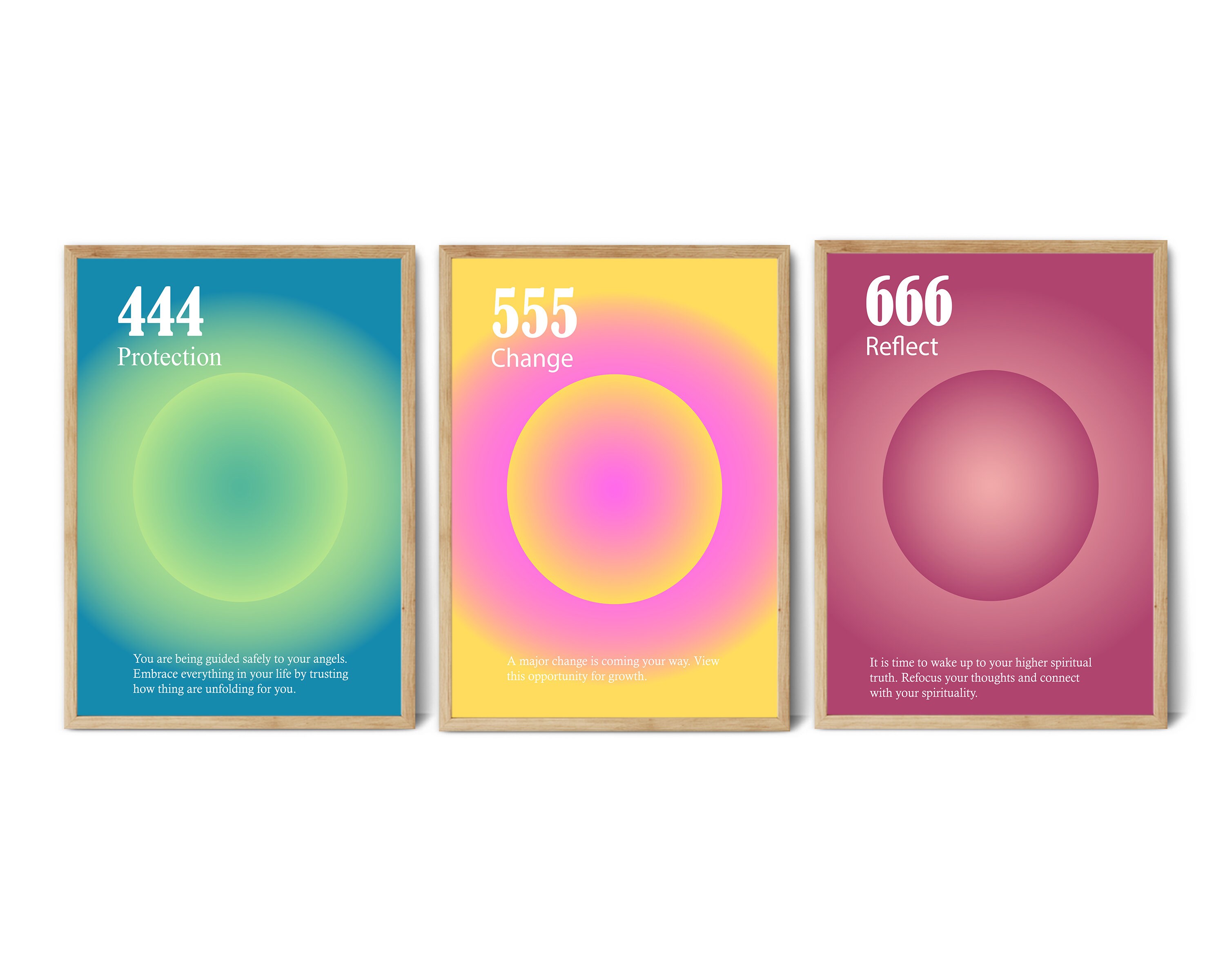 Angel Number Poster Set of 9 Aura Poster Gradient Aura - Etsy