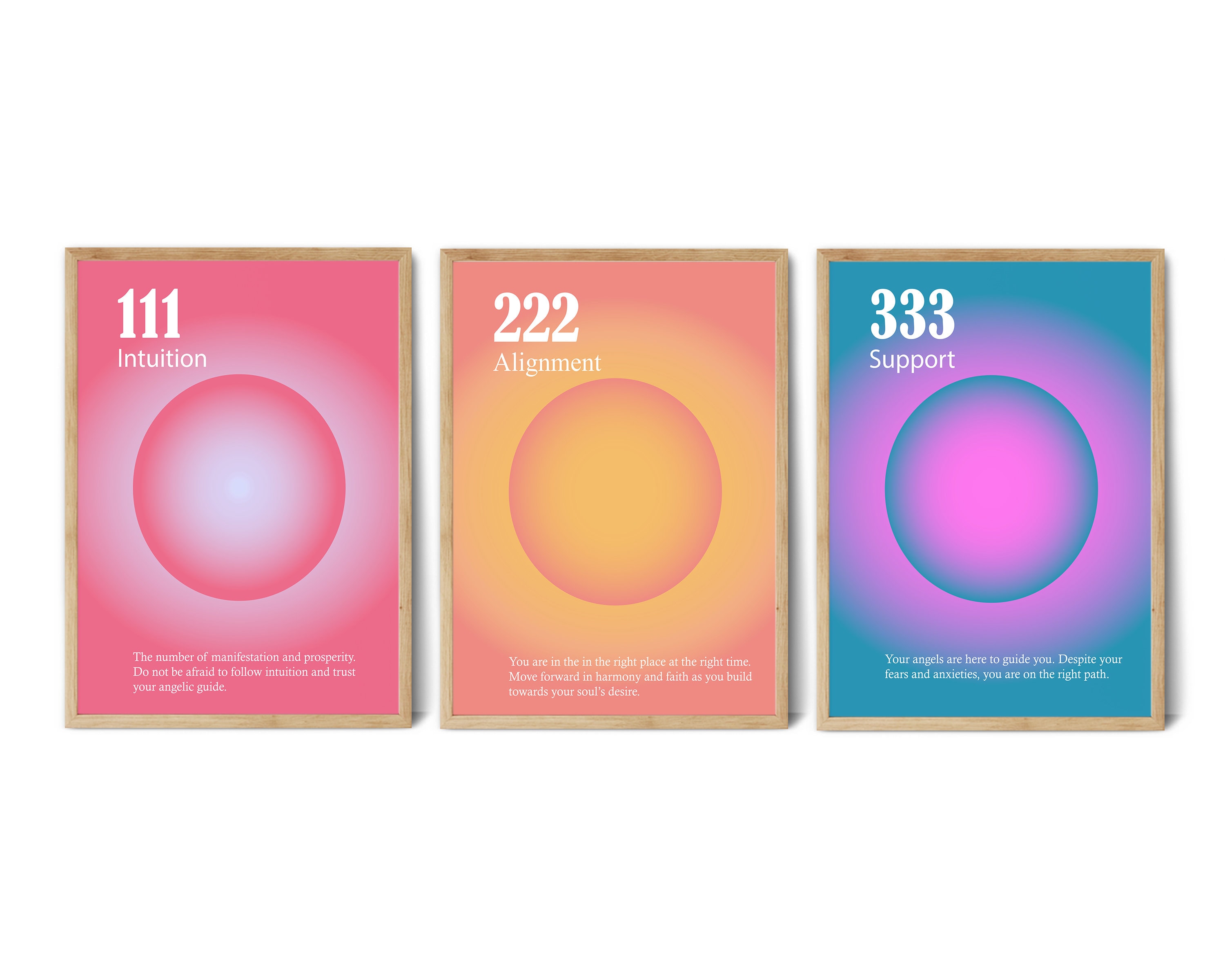 Angel Number Poster Set of 9 Aura Poster Gradient Aura - Etsy