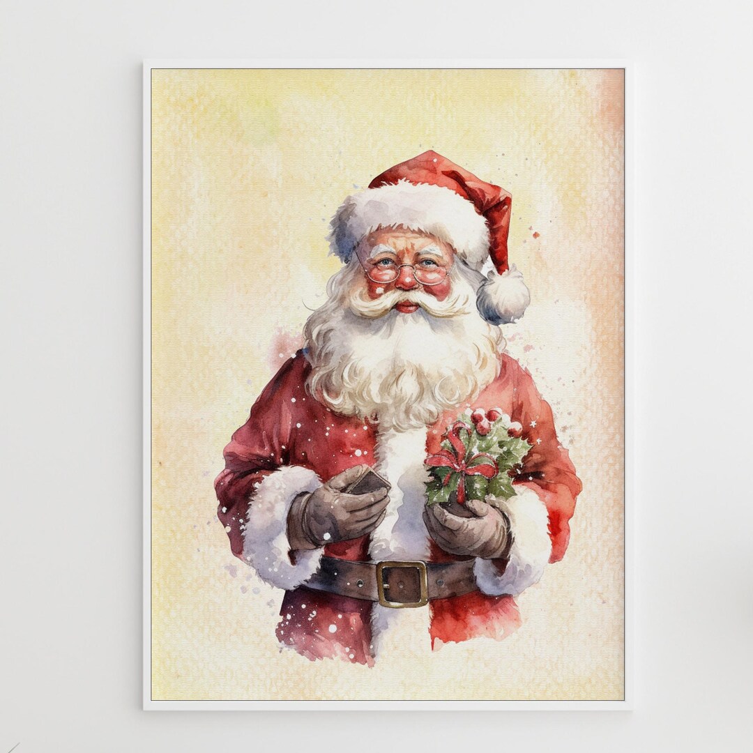 Retro Santa Claus Print: Vintage Christmas Wall Art (digital Download ...