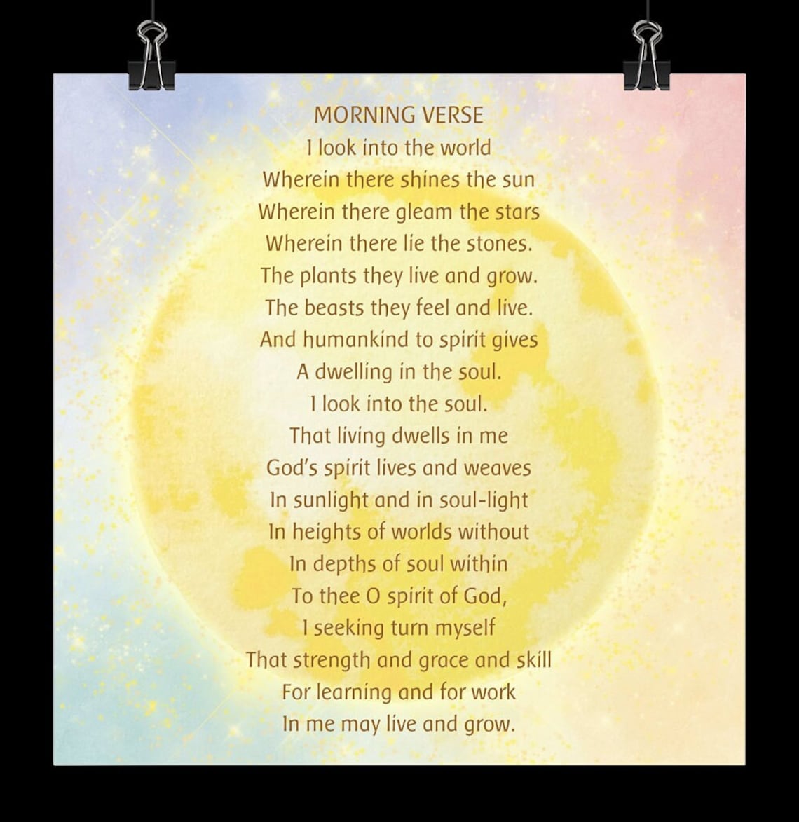 Waldorf Inspired Morning Verse for Upper Grades - Digital Printable - Etsy
