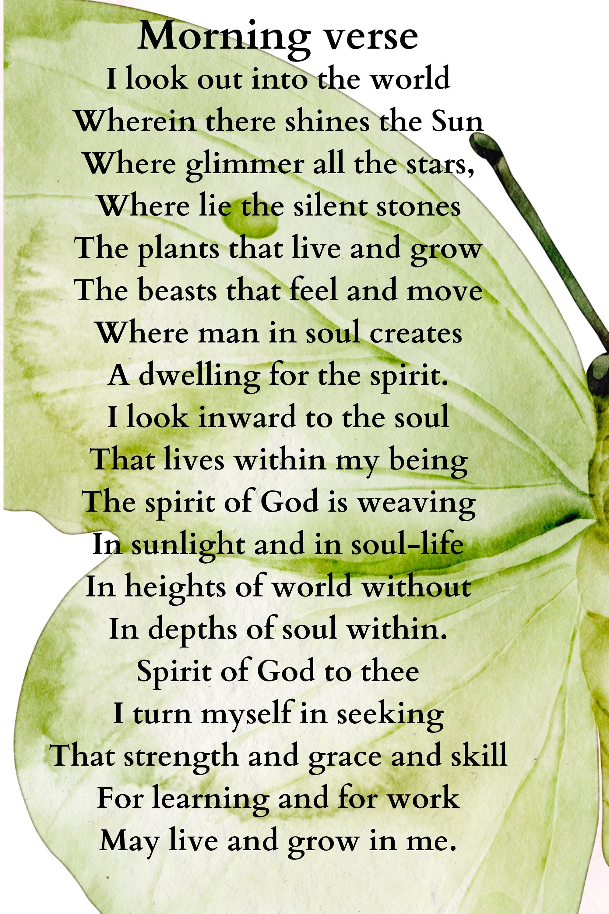 Waldorf Inspired Morning Verse Printable, Digital Art Children, Waldorf ...