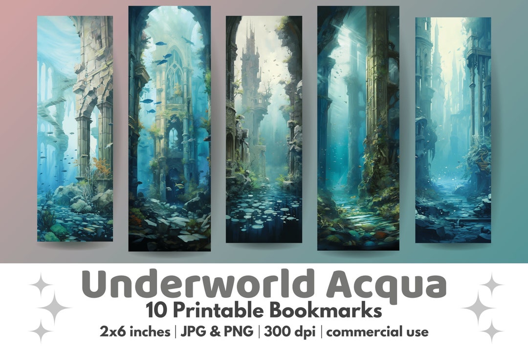 Printable Bookmarks Underwater World Water Vol.1 10 Digital - Etsy