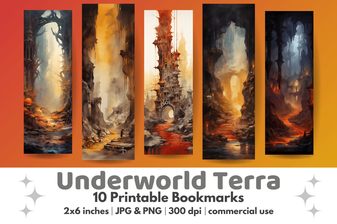 Underworld Earth Vol.1 Printable Bookmarks, 10 Digital JPG and PNG ...