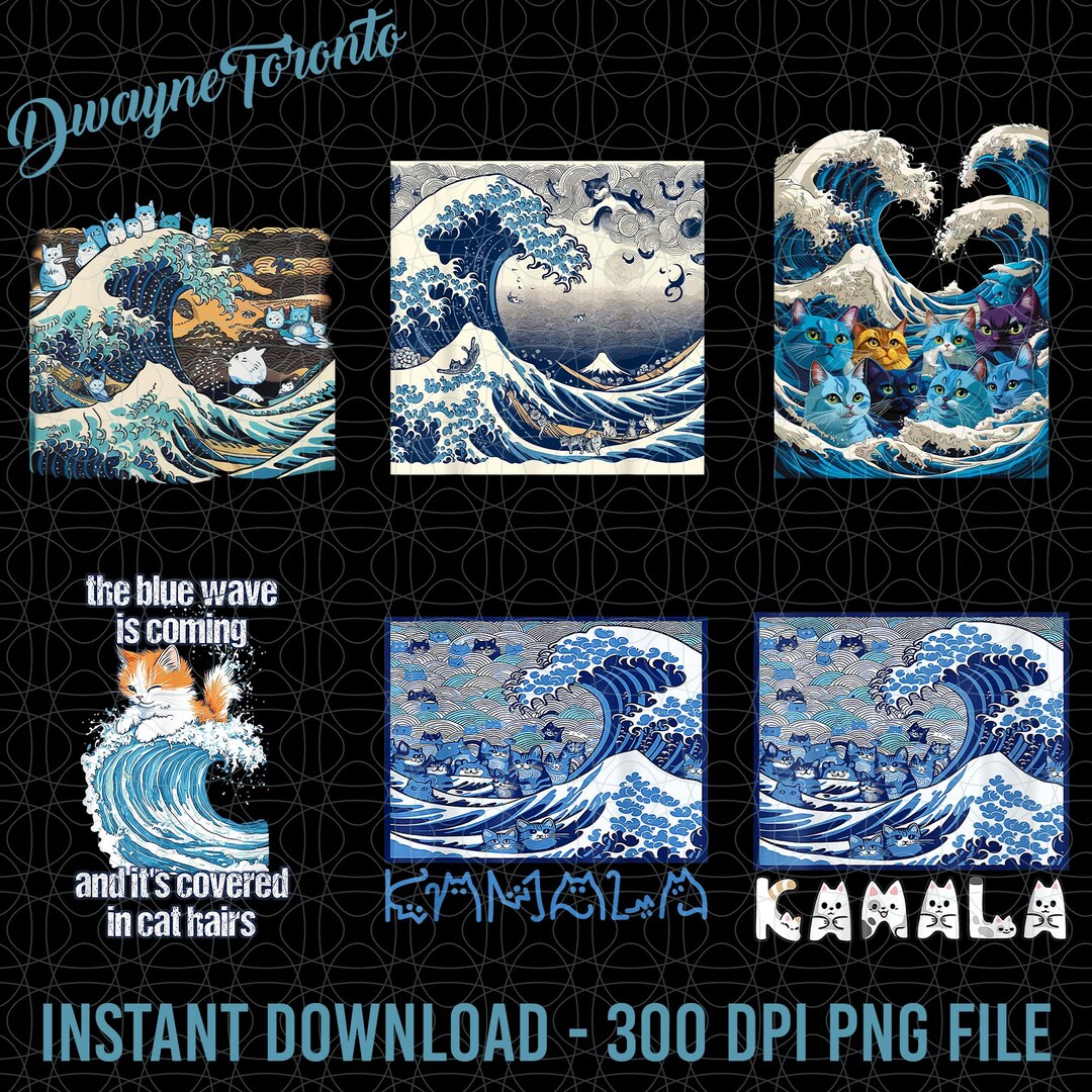 Bundle Blue Cats Wave Kamala Png, Bundle Childless Cat Ladies Png ...