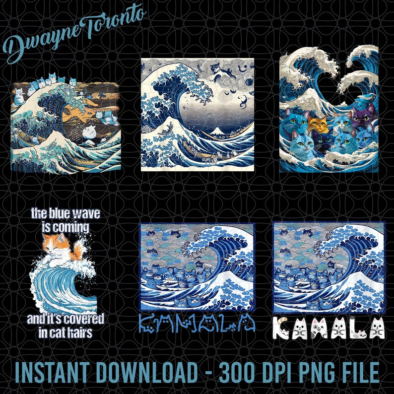 Bundle Blue Cats Wave Kamala Png, Bundle Childless Cat Ladies Png ...