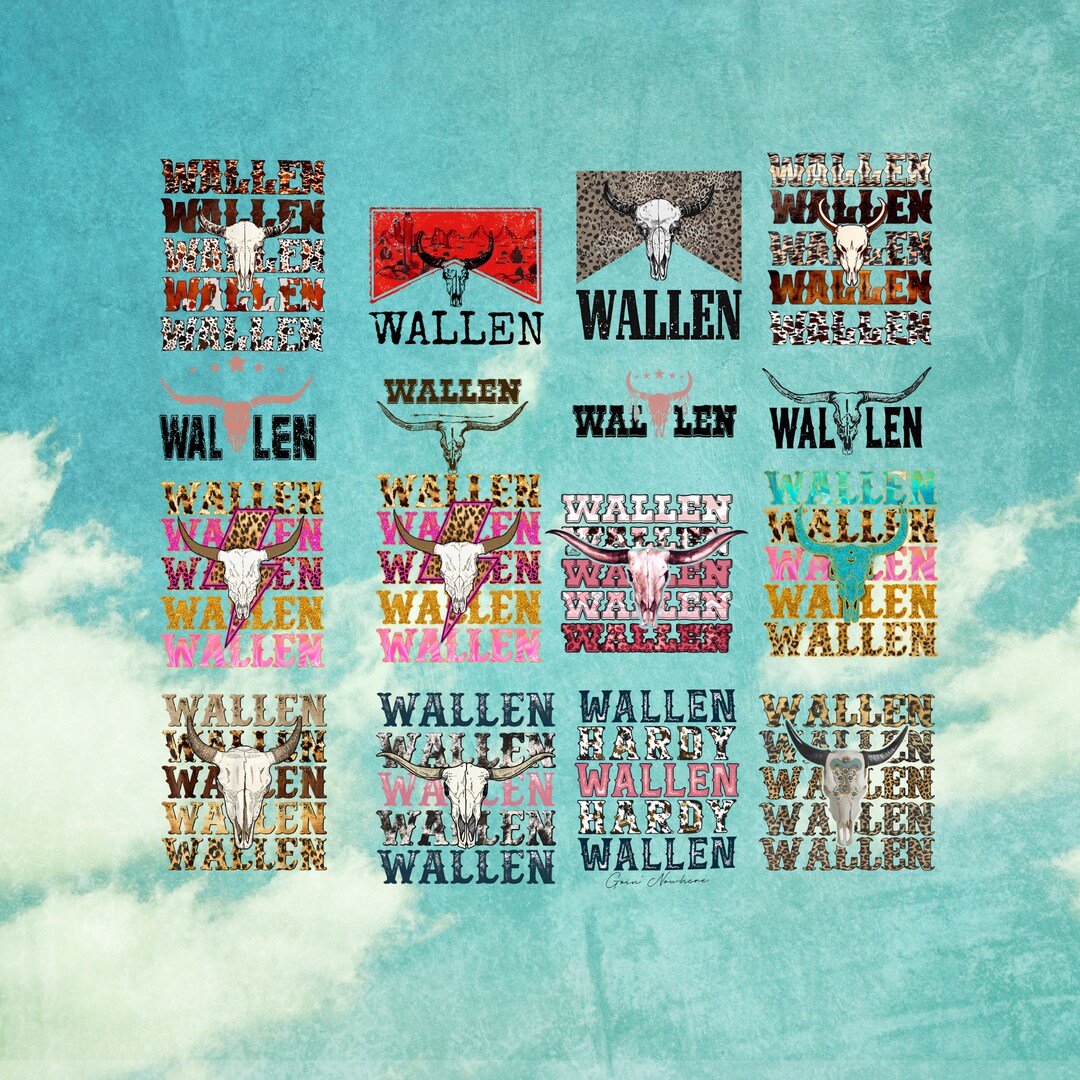 Retro Wallen Bullskull 40 DGT Bundle Png Western Wallen PNG - Etsy