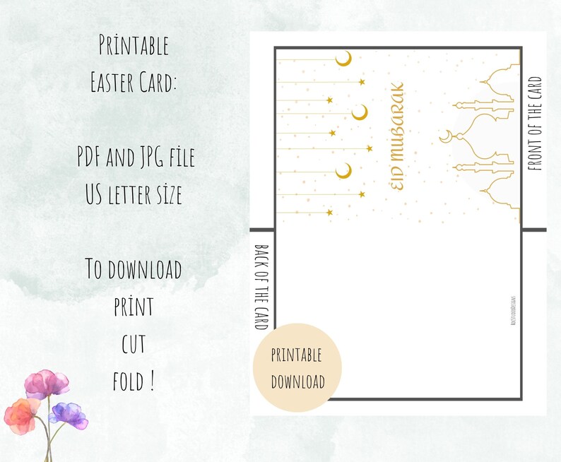 Ramadan Mubarak Digital Card Eid Card Printable, Eid Greeting Card, 7x5 ...