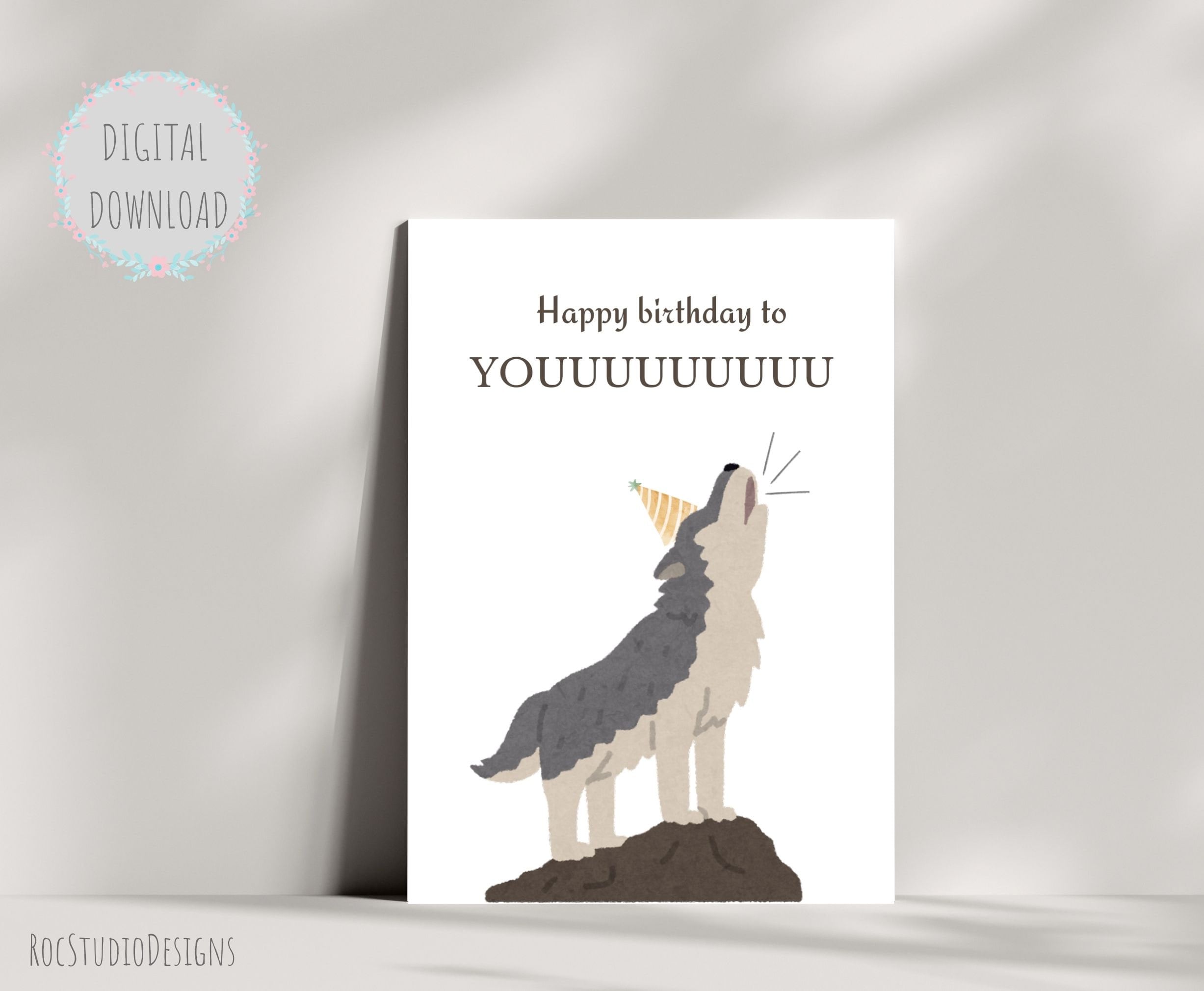 Printable Wolf Birthday Card, Funny Wolf Birthday Card, Instant ...
