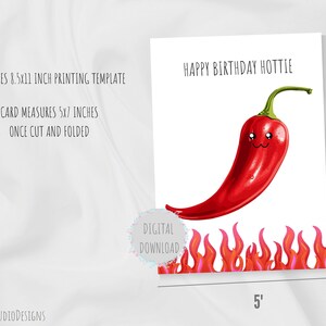Funny 'happy Birthday Hottie' Card: Chili Pepper Design (digital ...