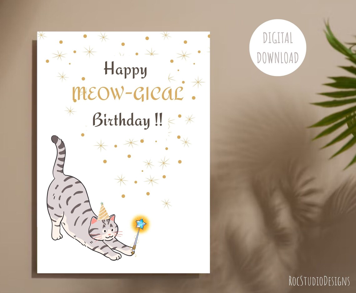 Printable Cat Birthday Card, Funny Cat Birthday Card, Instant Download ...