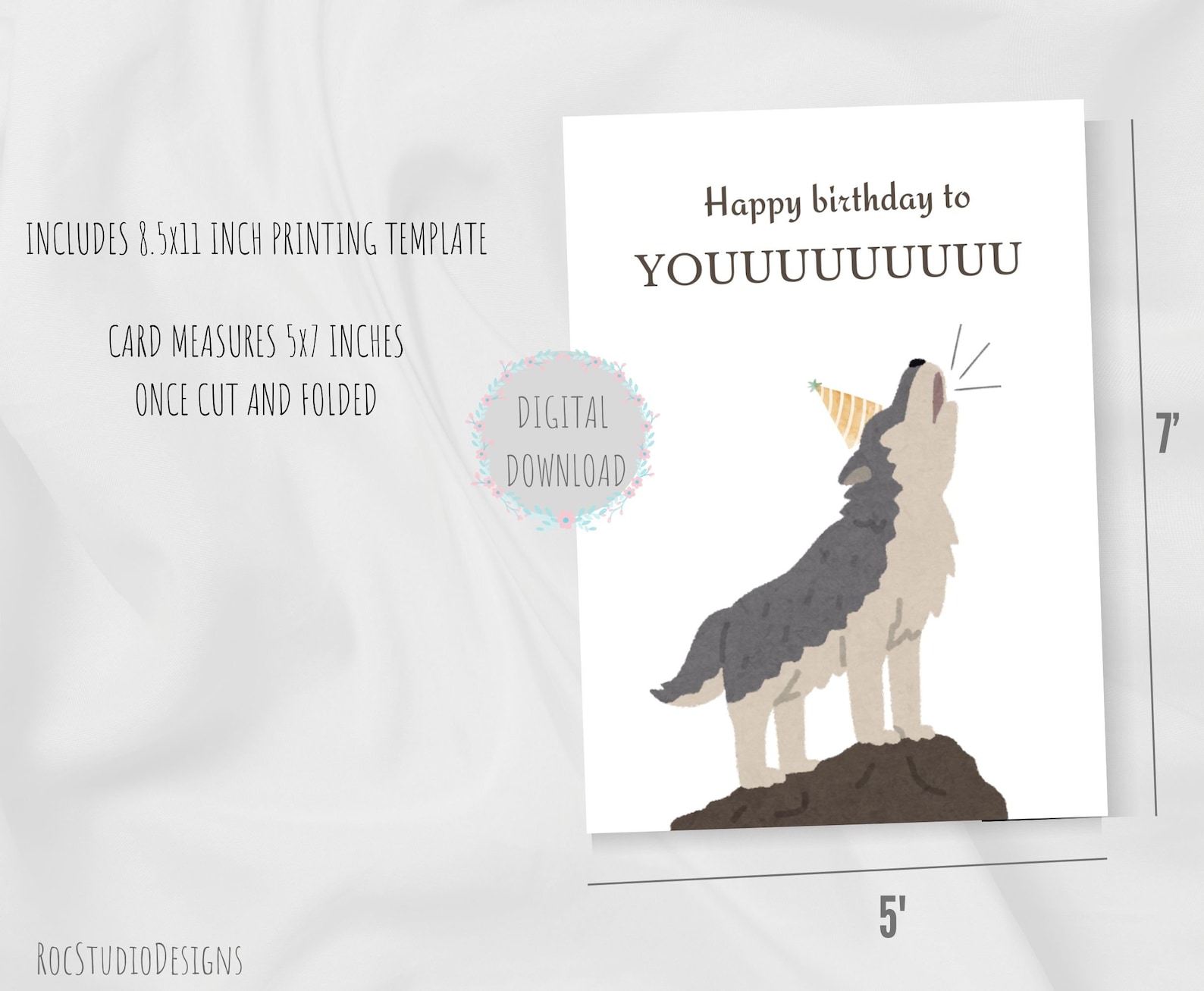Funny Wolf Birthday Card: "happy Birthday to Youuuu" (digital Download ...