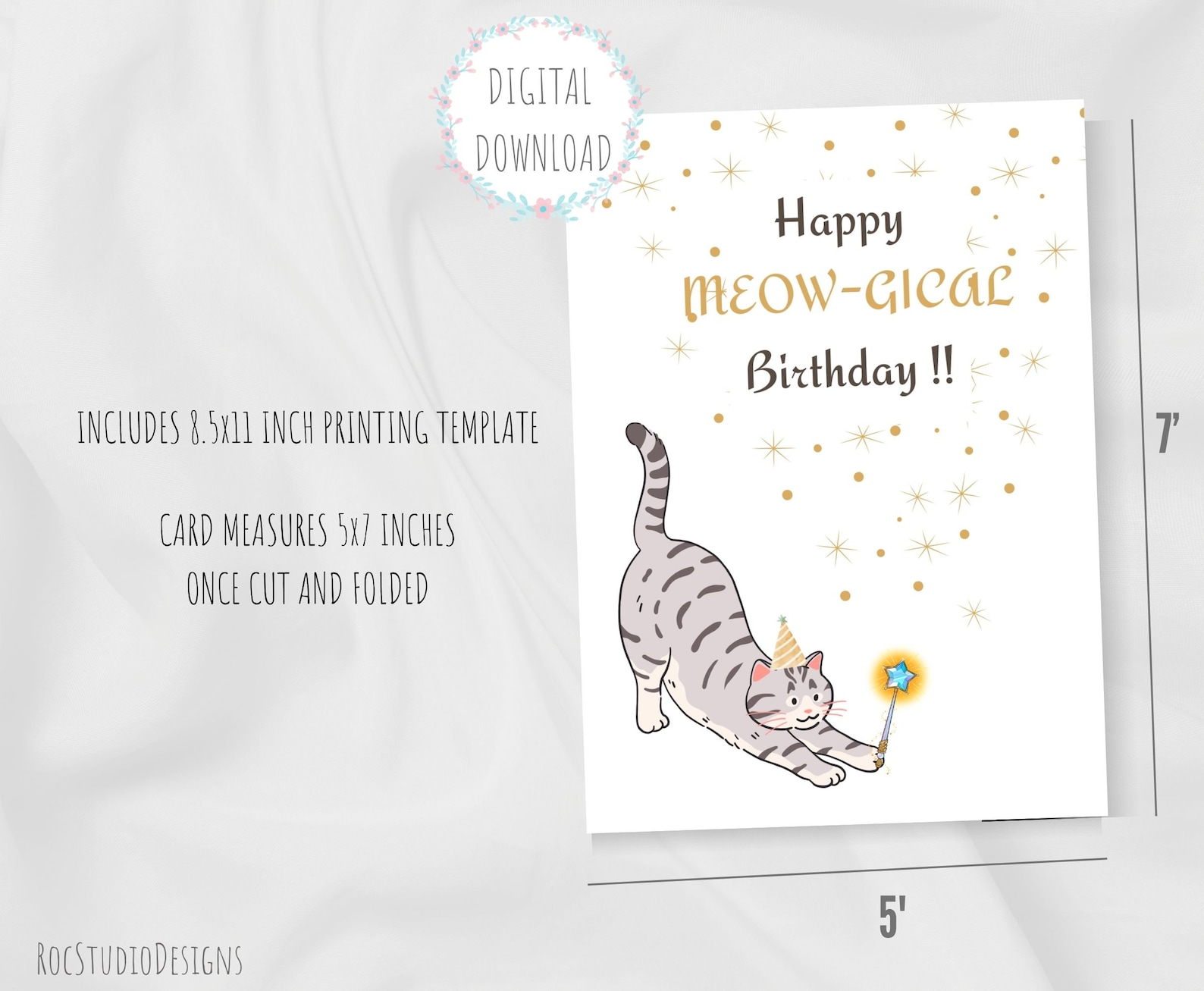 Printable Cat Birthday Card, Funny Cat Birthday Card, Instant Download ...