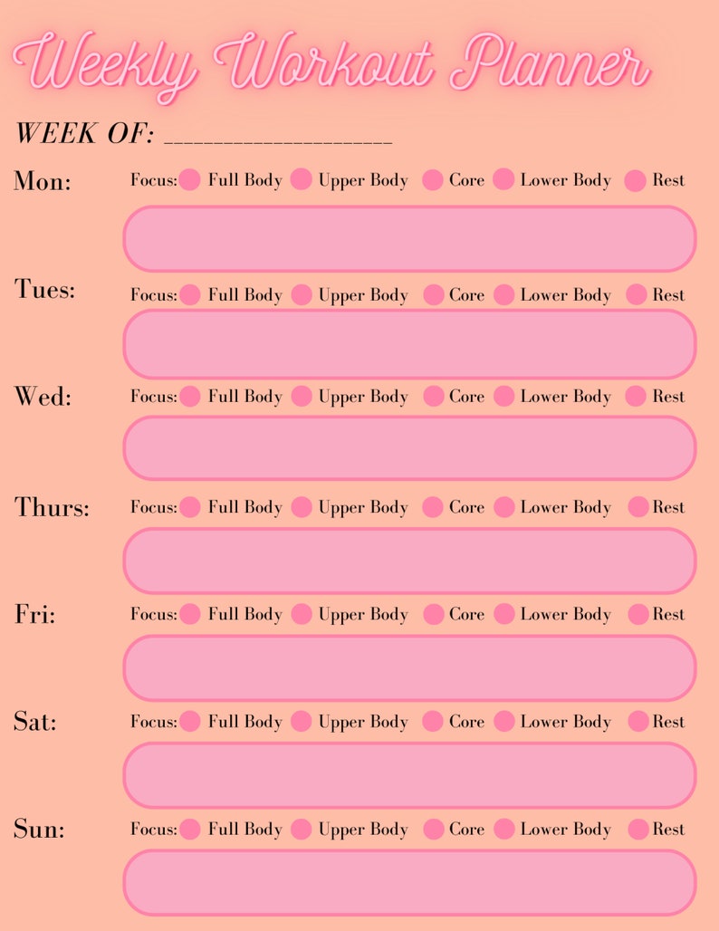 Fitfizz: the Cute Gym Workout Weekly Planner - Etsy