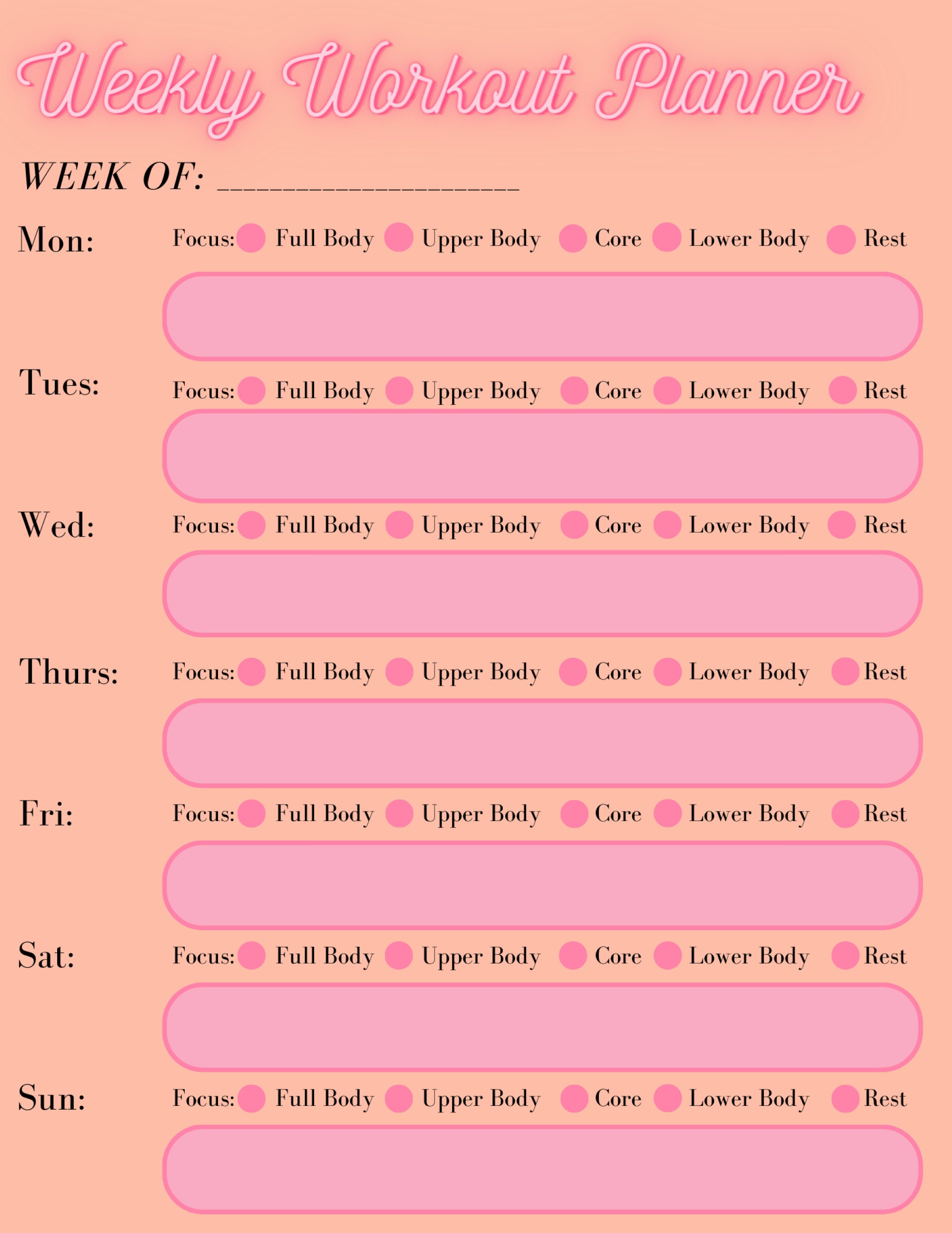 Fitfizz: the Cute Gym Workout Weekly Planner - Etsy