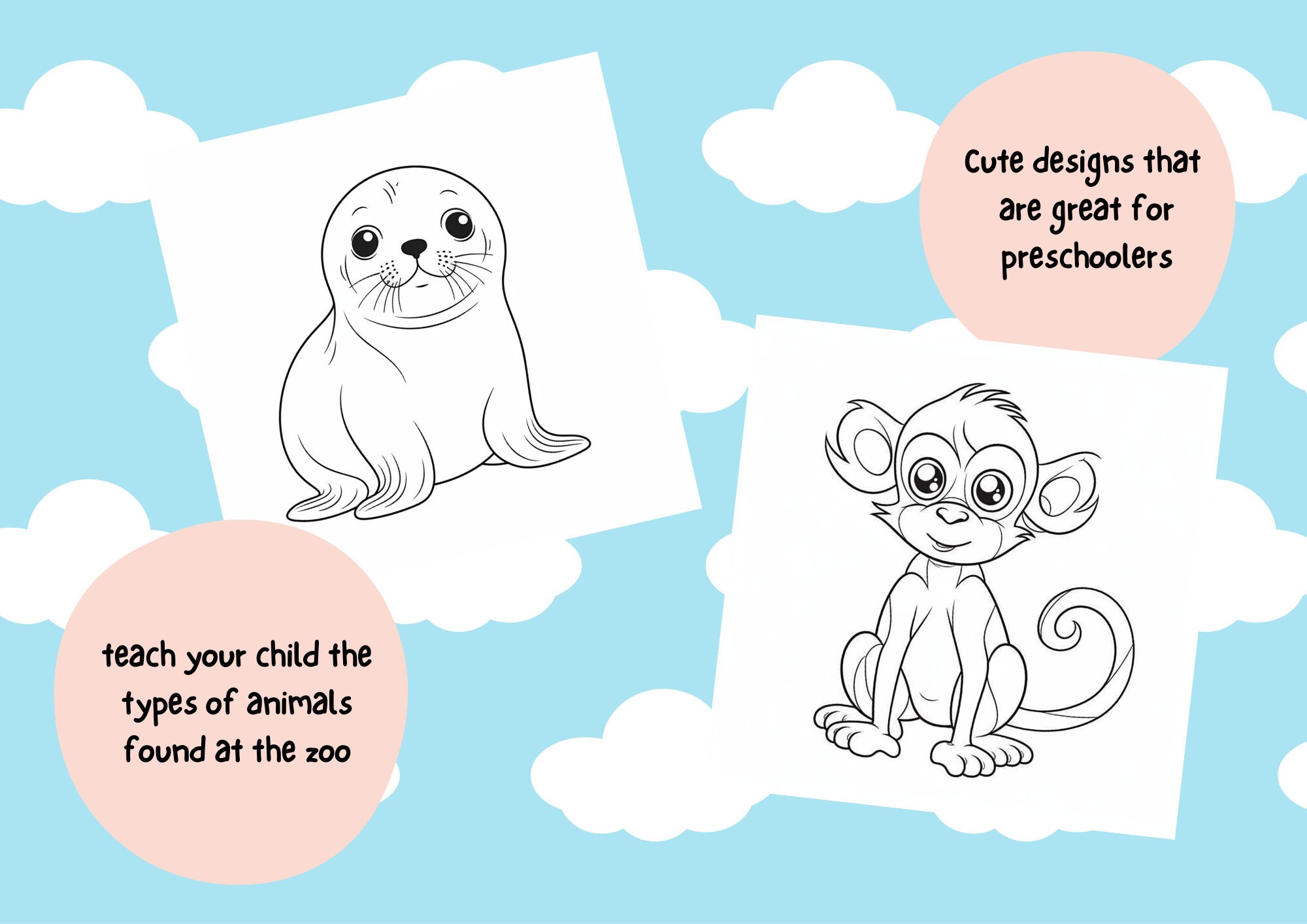 Cute Zoo Animals Coloring