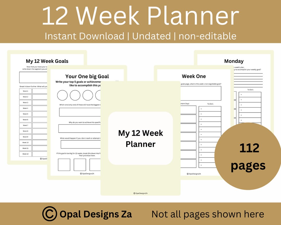 Beige 12 Week Challenge Printable, 12 Week Planner, Habit Tracker, Goal ...