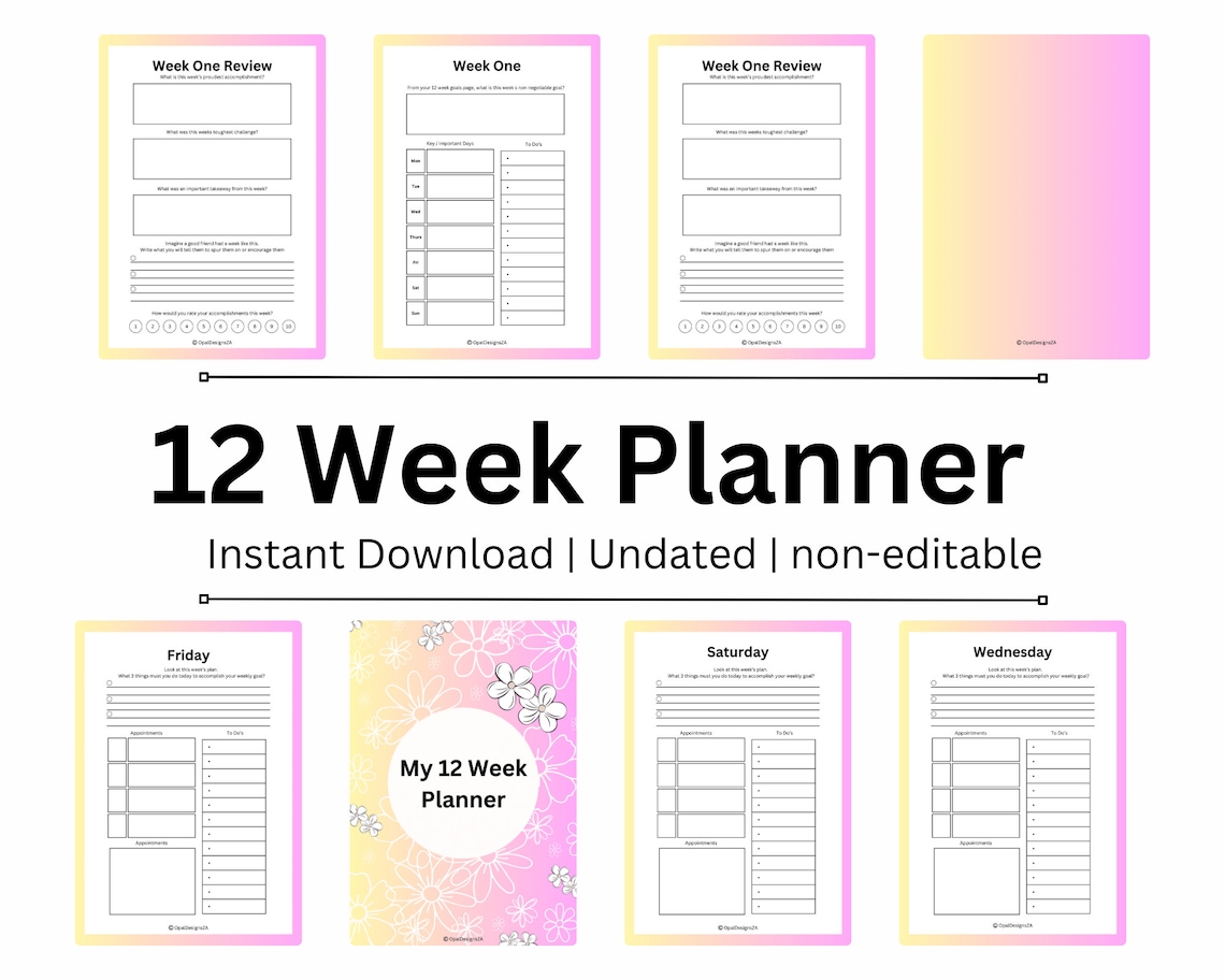 12 Week Challenge Tracker Printable, 12 Week Planner, Habit Tracker ...