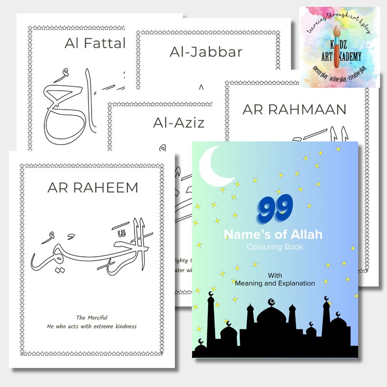 99 Names of Allah Kids Colouring Book Large Colouring Book for Kids ...