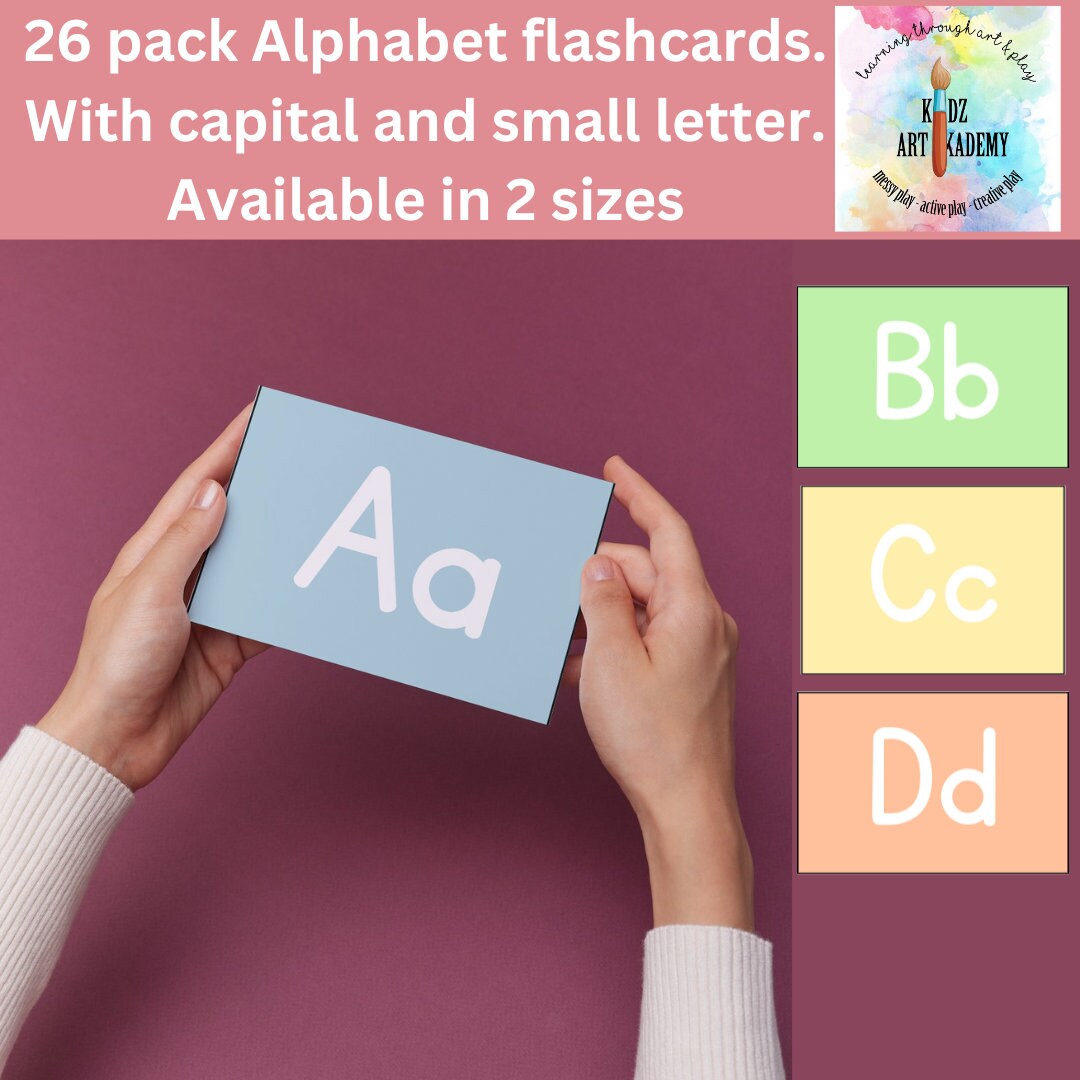 Pastel Colour Alphabet Flashcards, Lowercase Letter, Uppercase Letters ...