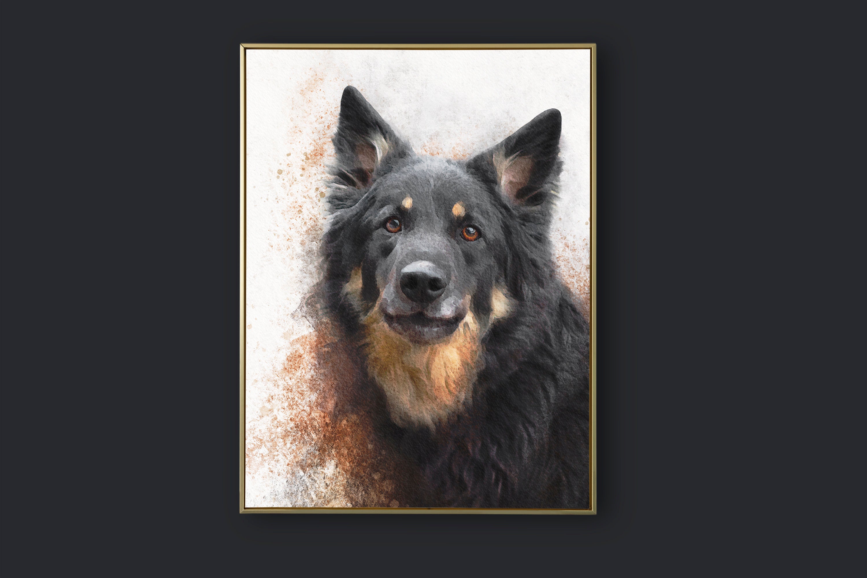 Watercolor Realistic Dog Portrait. Black Dog Poster. Printable Dog ...