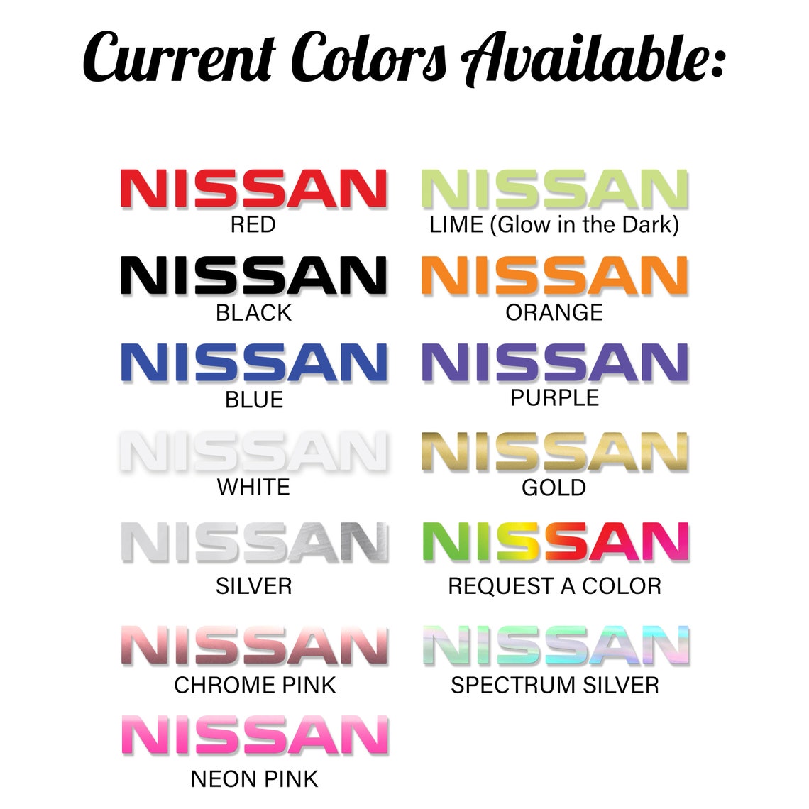 1 SET of Front and Back Decal Sticker 2005-2012 NISSAN Letters Fit for ...