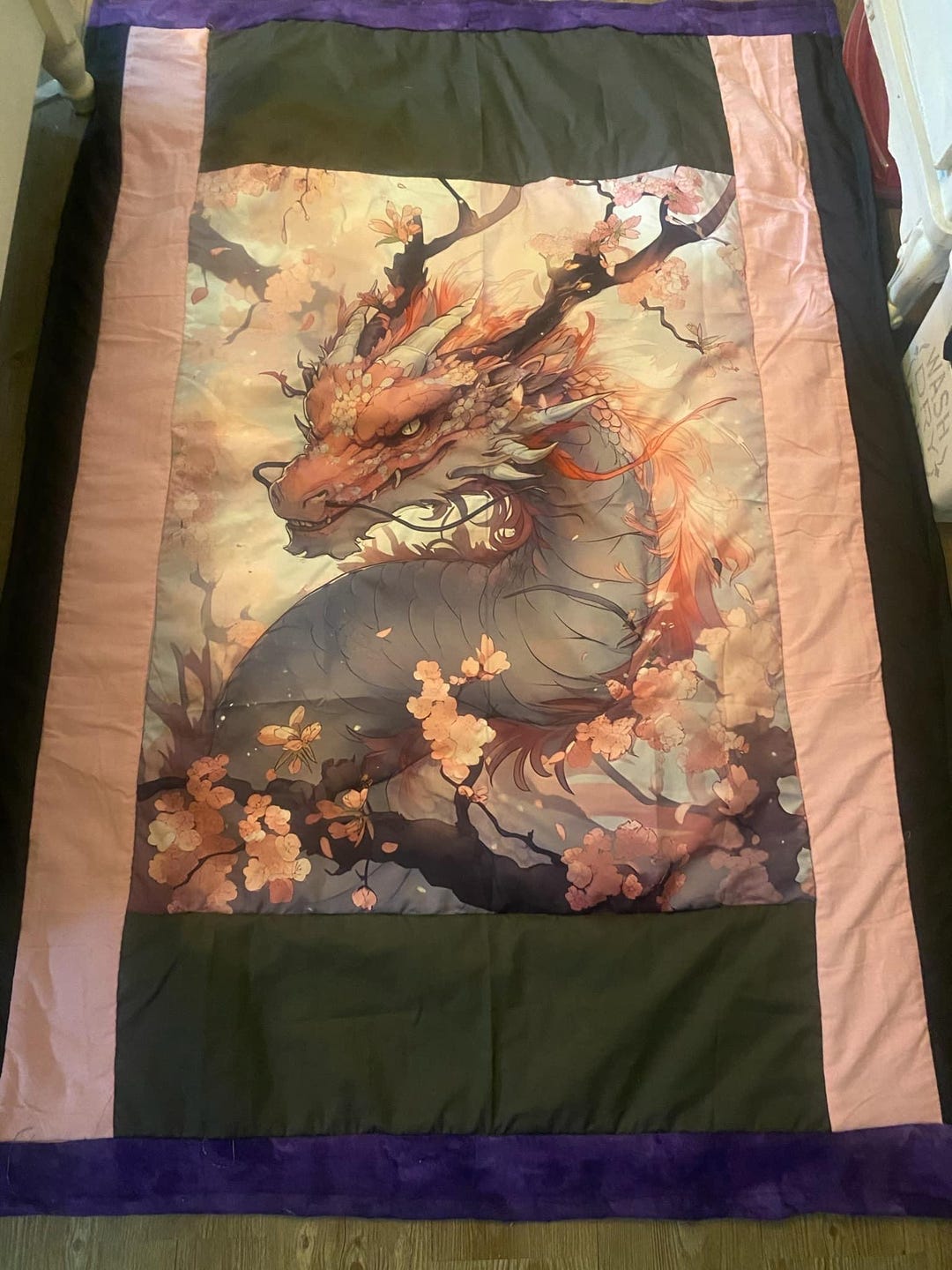 Mythical Dragon Monster Beast Kirin Unicorn Handmade Quilt Blanket ...