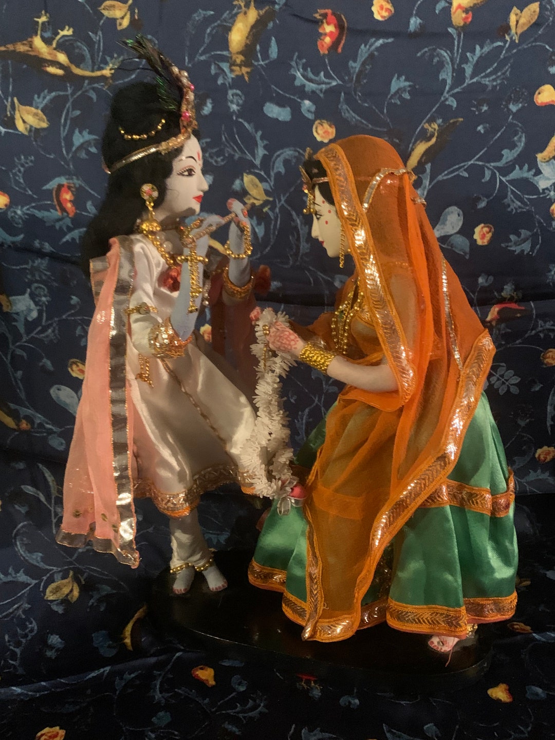 Krishna India Artist Dolls Cultural Hindu Couple on Base - Etsy