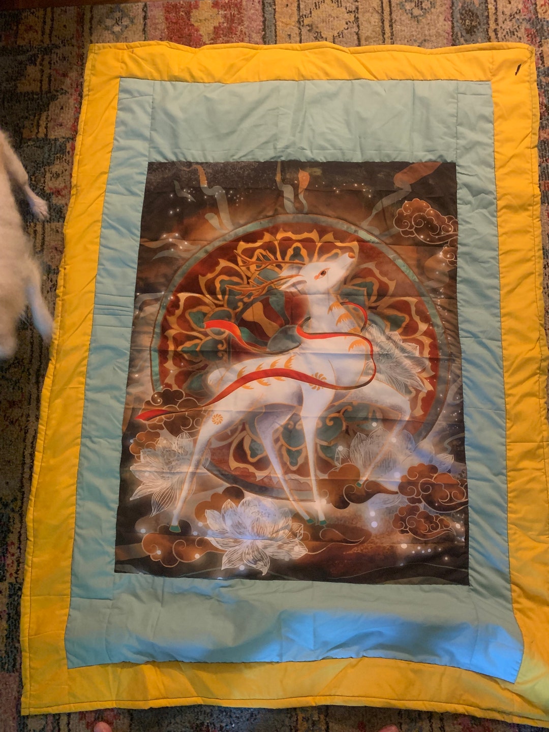 Yellow Mythical Deer Quilt Oddity Curiosities Blanket Quilt - Etsy