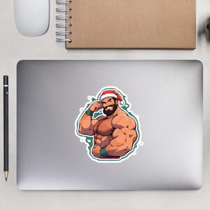 Cartoon Muscle Man Sticker | Christmas Theme - Etsy