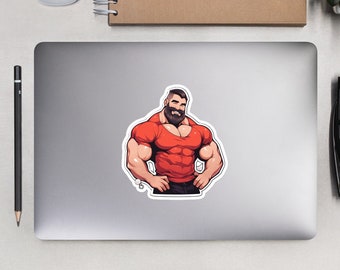 Cartoon Muscle Man Sticker - Etsy