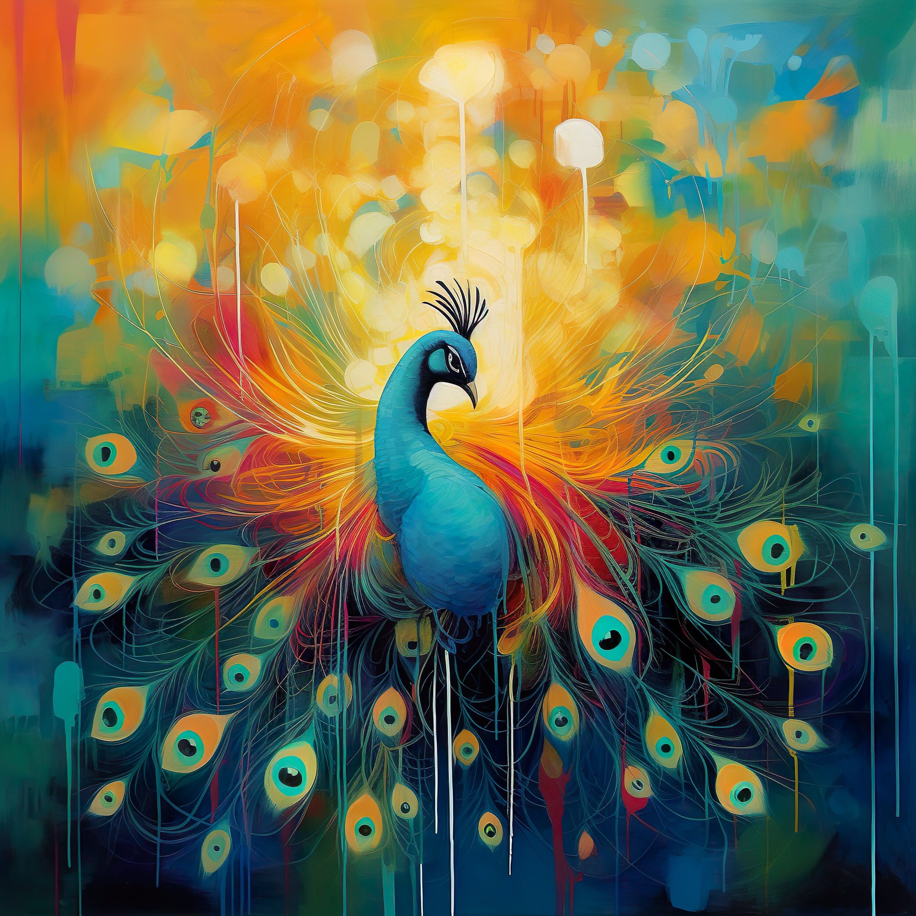 Peacock Wall Art | Peacock Art Print | Peacock Canvas Wall Art| Mid ...