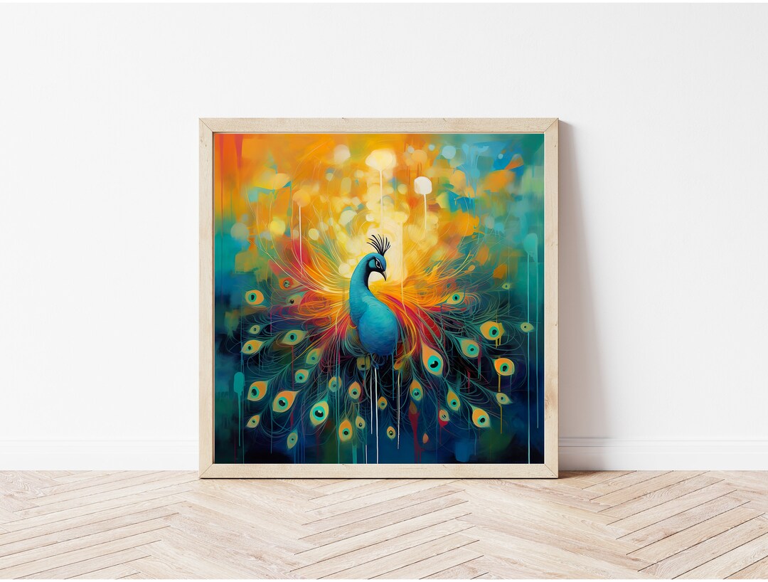 Peacock Wall Art Peacock Art Print Mid Century Modern Art Home Office Wall Art Digital Printable