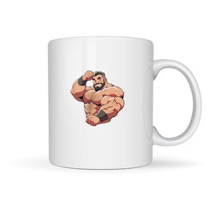 Muscle Man Flexing Mug | Cartoon | Gift - Etsy