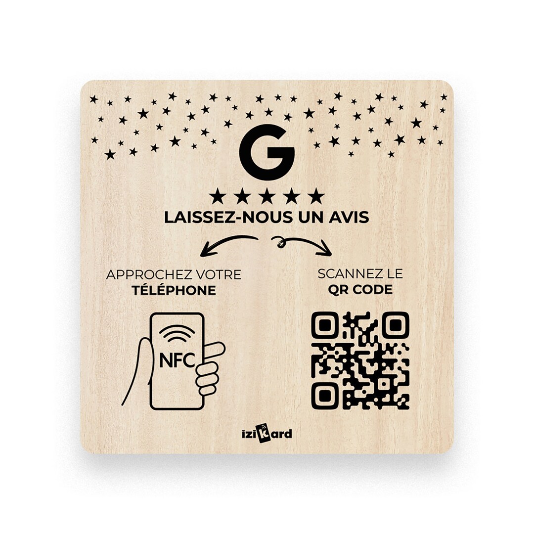 Wooden Google Reviews Plaque 12x12cm With QR Code and NFC Increase Your ...