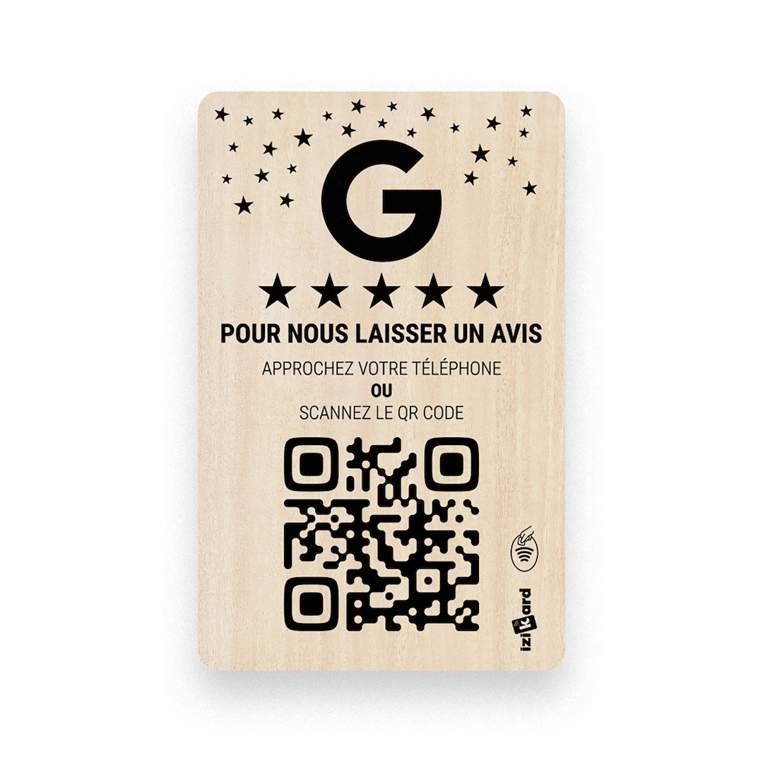 Carte Avis Google en Bois - NFC et QR Code - Etsy France