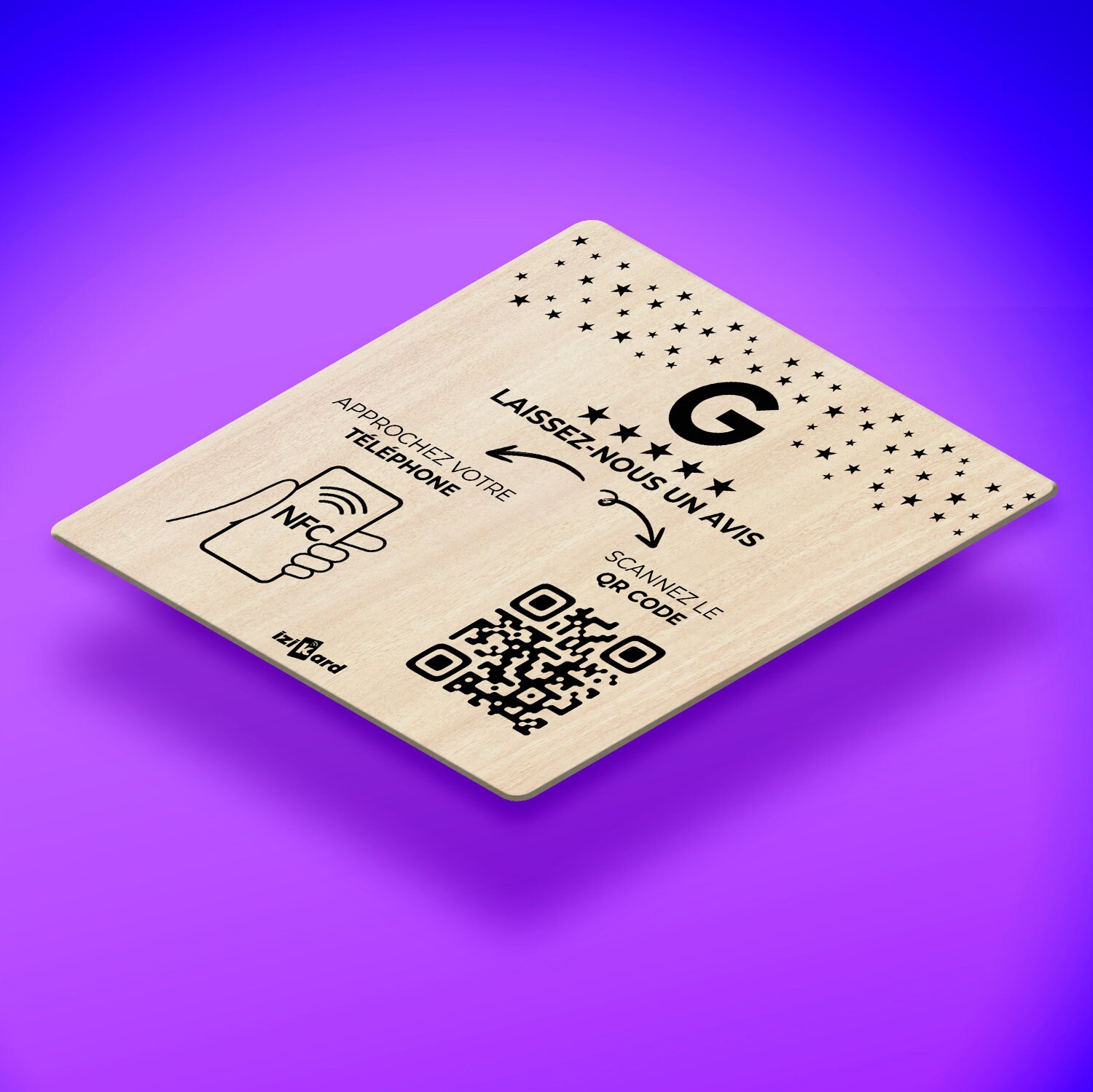 Wooden Google Reviews Plaque 12x12cm With QR Code and NFC Increase Your ...