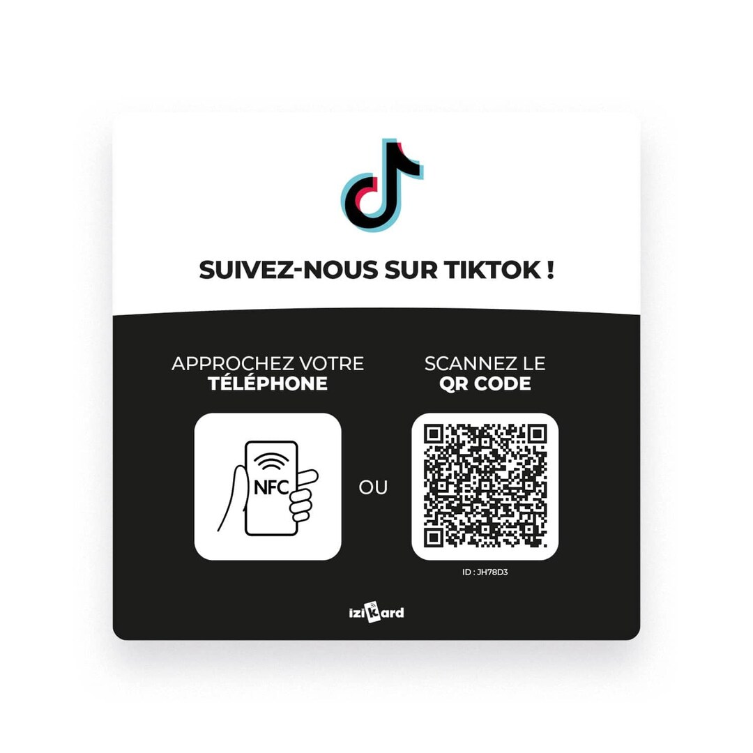 White PVC Tiktok Tracking Plate - 12x12 Cm - NFC & QR Code - Easy ...