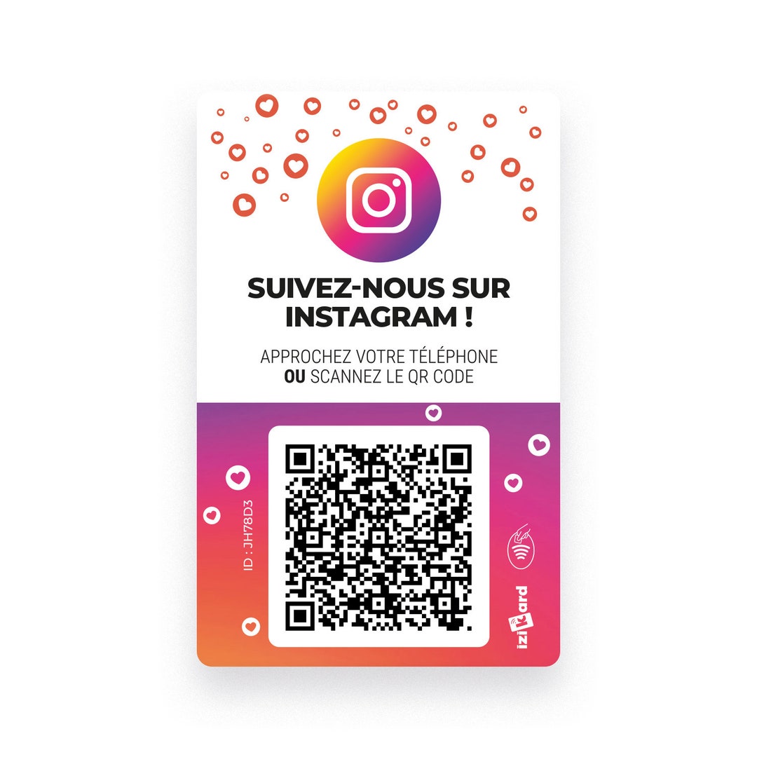 Instagram Card - Connected NFC + QR Code - Etsy