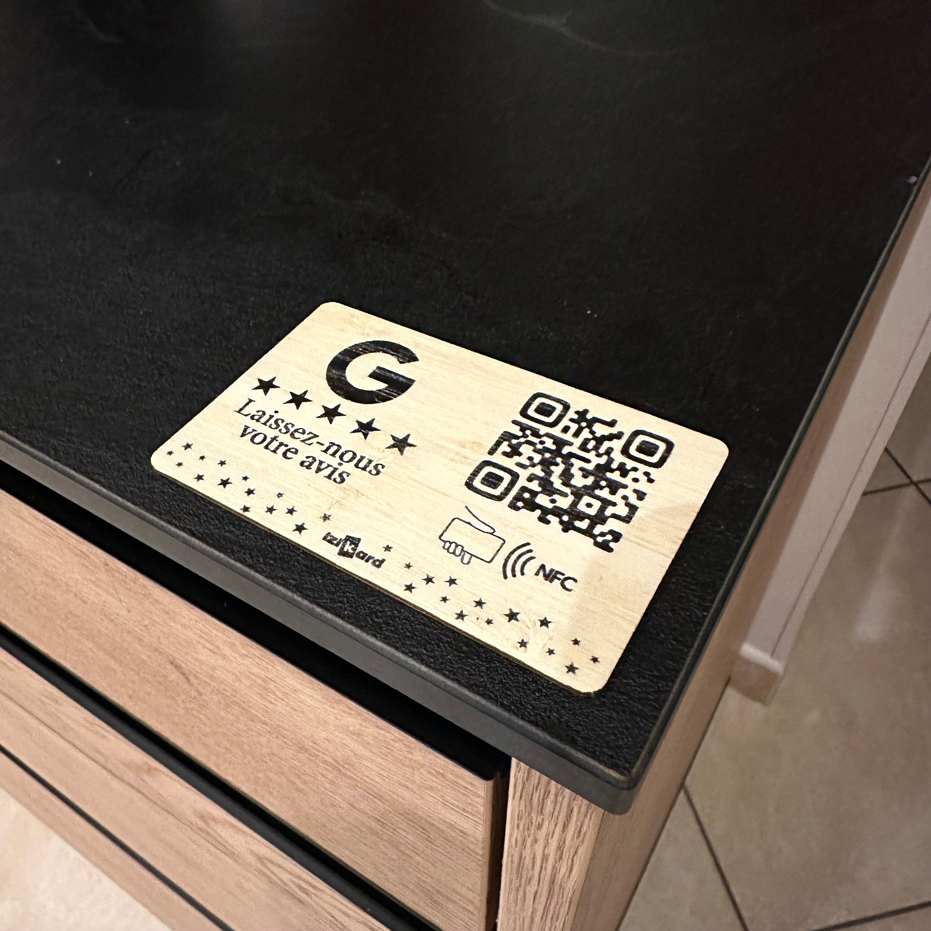 Google Review Card / Plaque - Wood - NFC and QR Code - Landscape Format ...