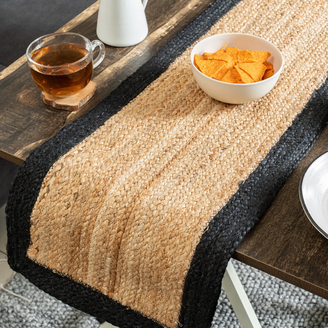 Reversible Jute Braided Table Runner: Farmhouse Rustic Dining Decor - Etsy