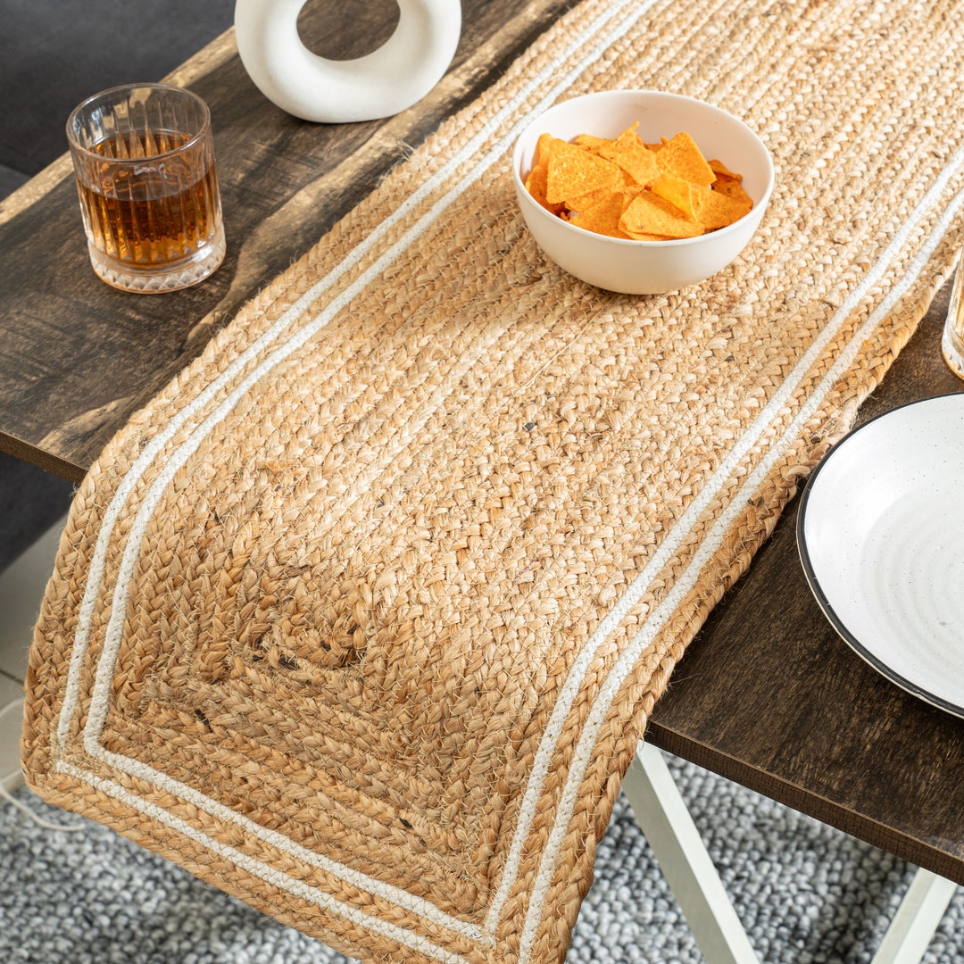 Reversible Jute Braided Table Runner, Farmhouse , Natural Jute Braided ...