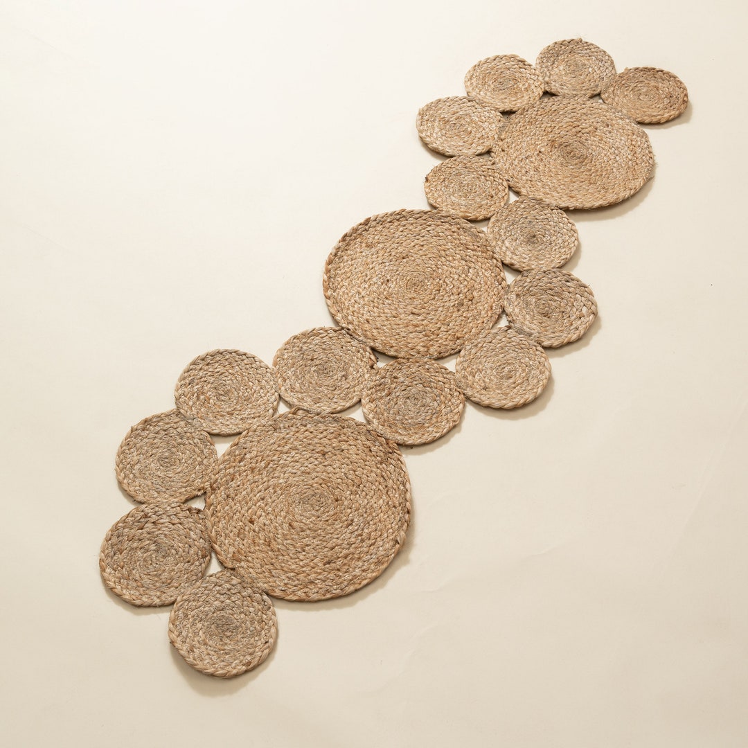 Reversible Jute Braided Table Runner, Farmhouse , Natural Jute Braided Table Runner, Organic Eco ...