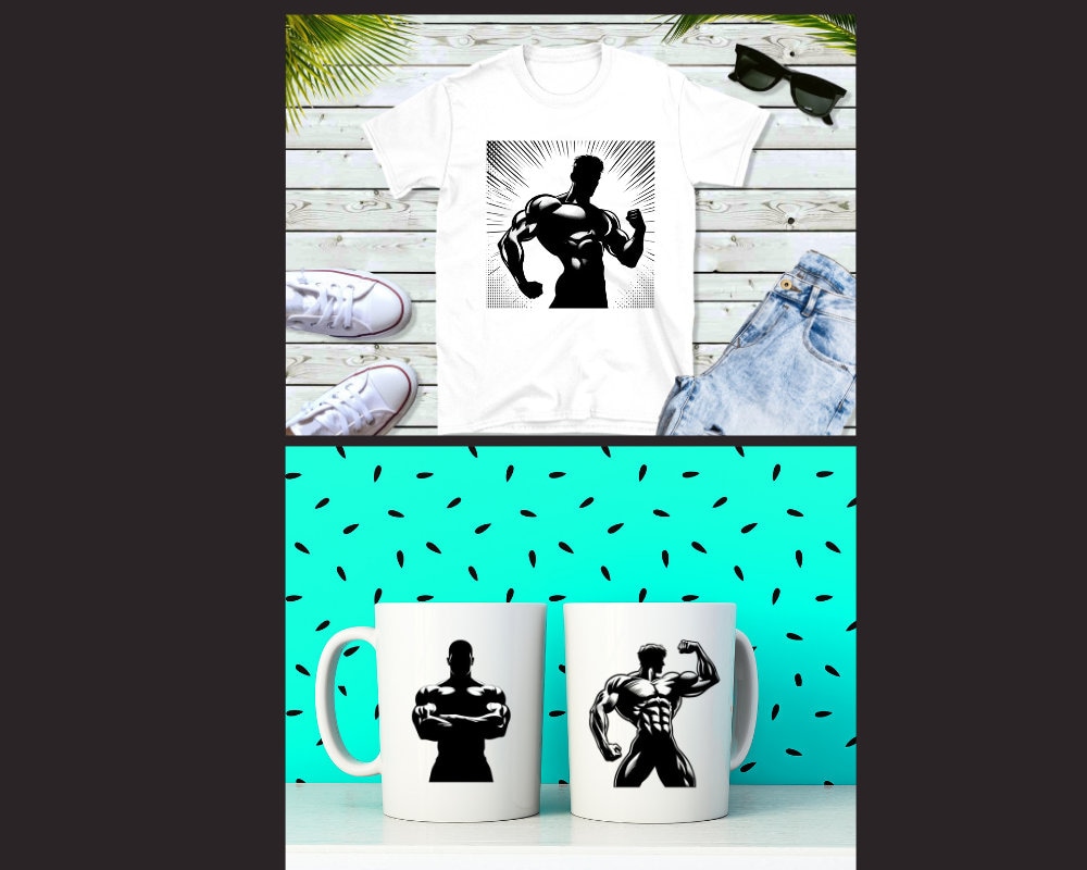 Muscle Man Silhouettes SVG PNG DXF, Man Portrait Svg Cut File Cricut ...