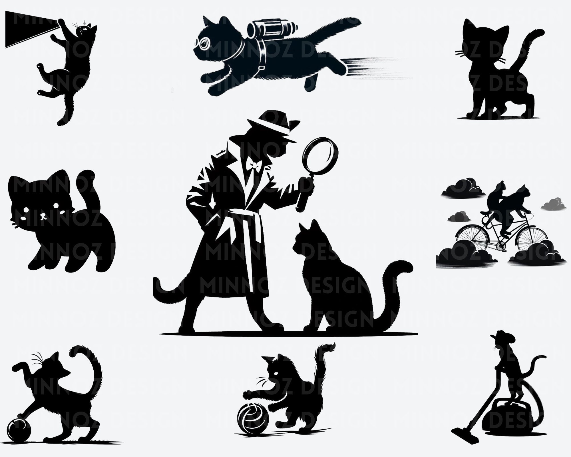Funny Cat Silhouette | Cat SVG Png | Kitten SVG PNG | Cat Cut Files ...
