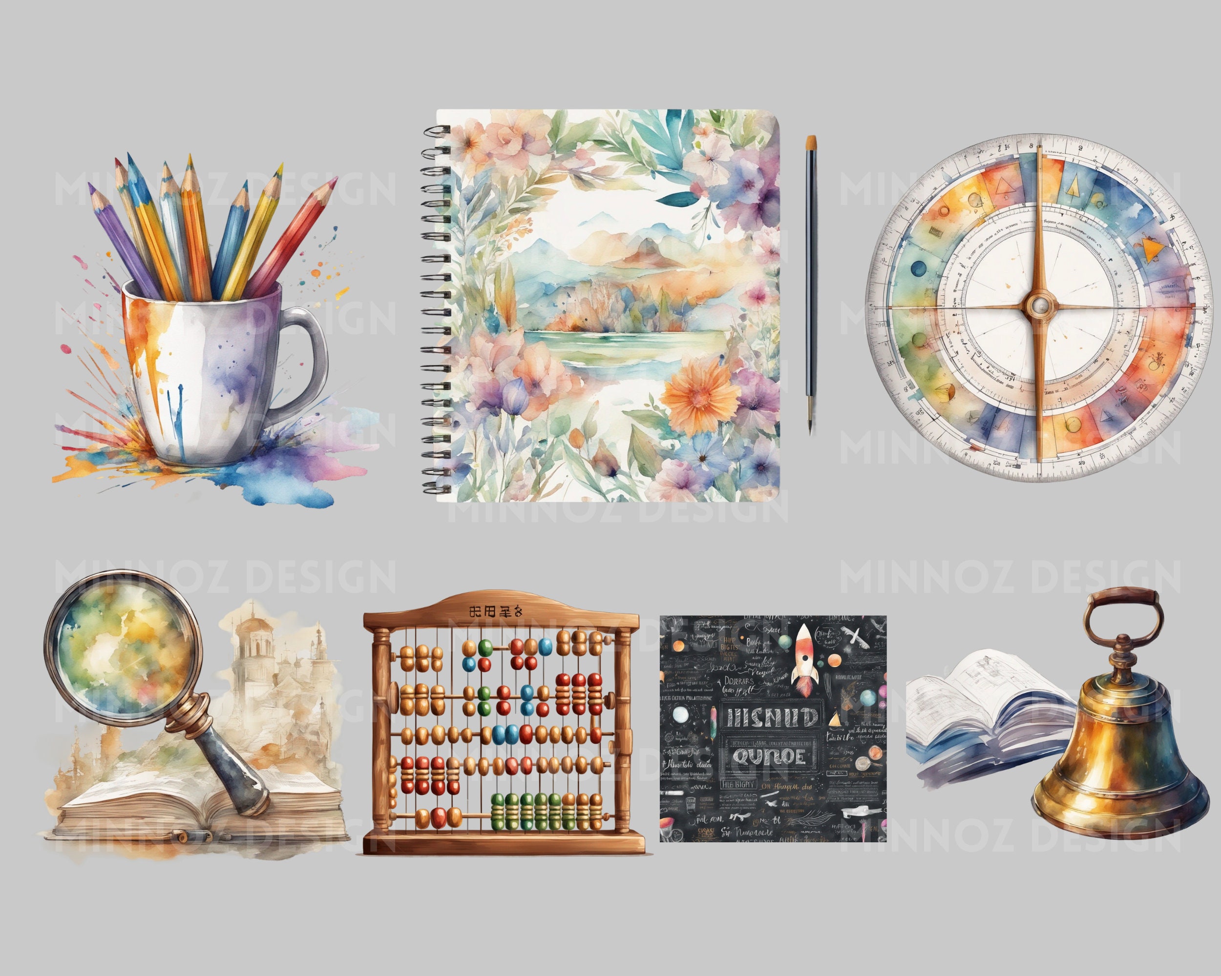 72 Watercolor Back to School Clipart, School Clipart 72 Transparent PNG ...