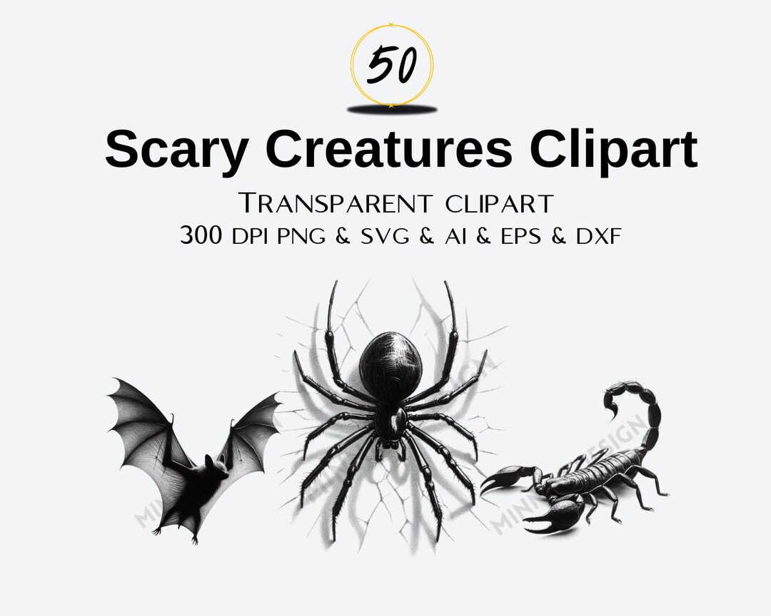 Scary Creatures SVG PNG Bundle, Scary Animals SVG, Tarantula, Bat ...