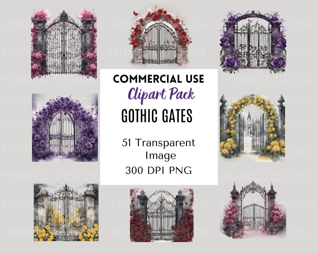 Gothic Gates Clipart Halloween Clipart Halloween Png Mixed - Etsy