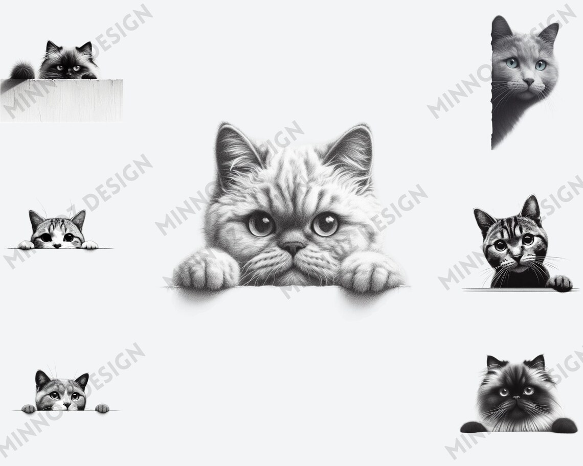 40 Peeking Cats SVG, Peeking Cats Clipart, Transparent PNG SVG, Peeking ...